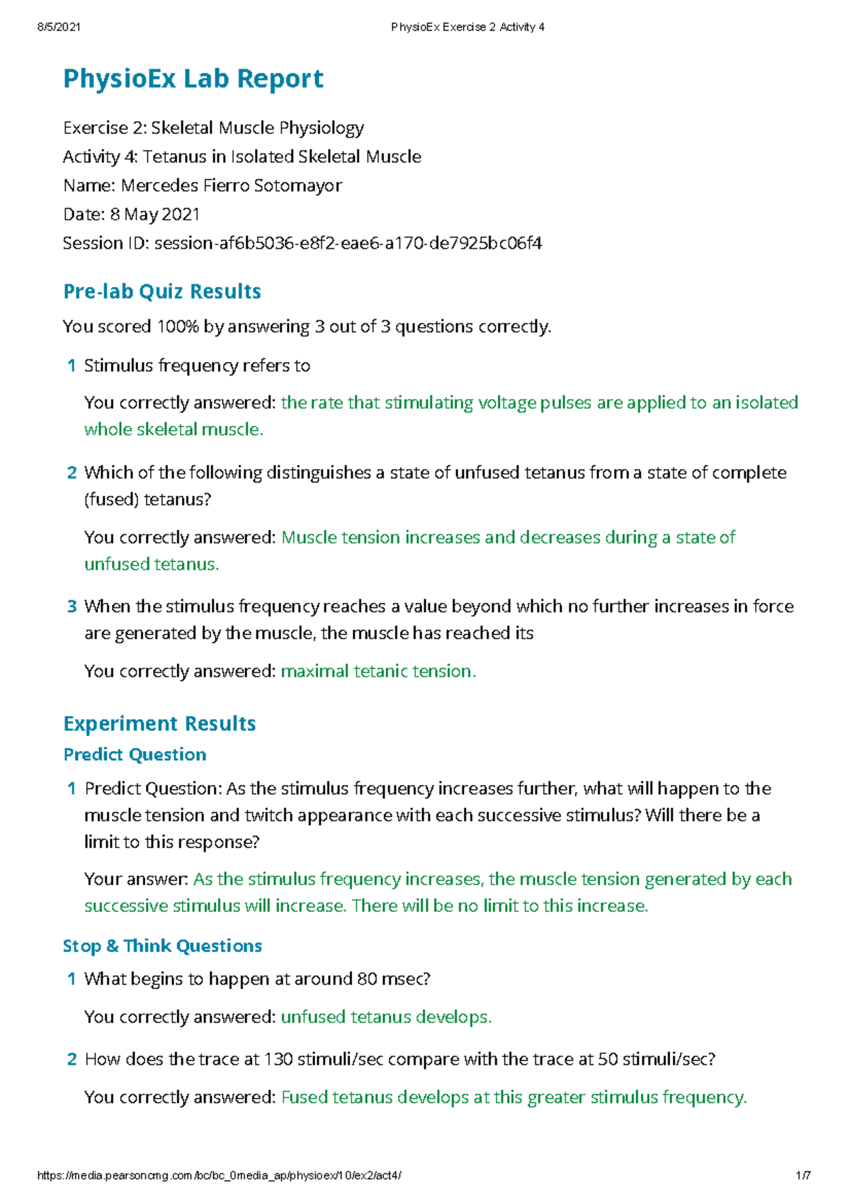 Physio Ex Exercise 2 Activity 4 - PhysioEx Lab Report Exercise 2 ...