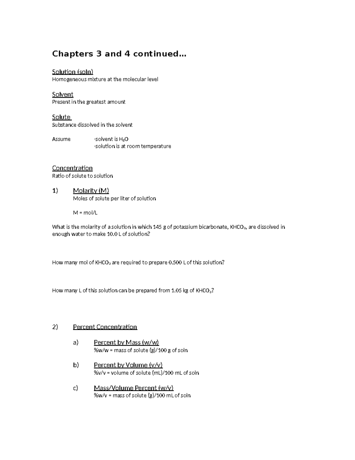 Hess CHEM161 Ch4 Lecture Outline - Chapters 3 and 4 continued ...