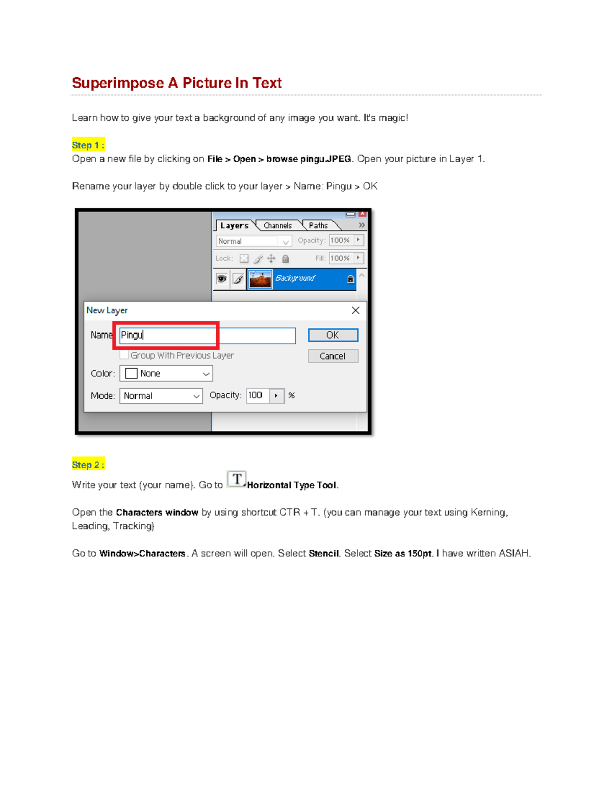 Lab2 Superimpose picture in text - Superimpose A Picture In Text Learn ...