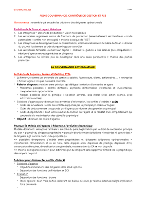 Gouvernance ET RSE Cours Intro - GOUVERNANCE, CONTRÔLE DE GESTION ET ...