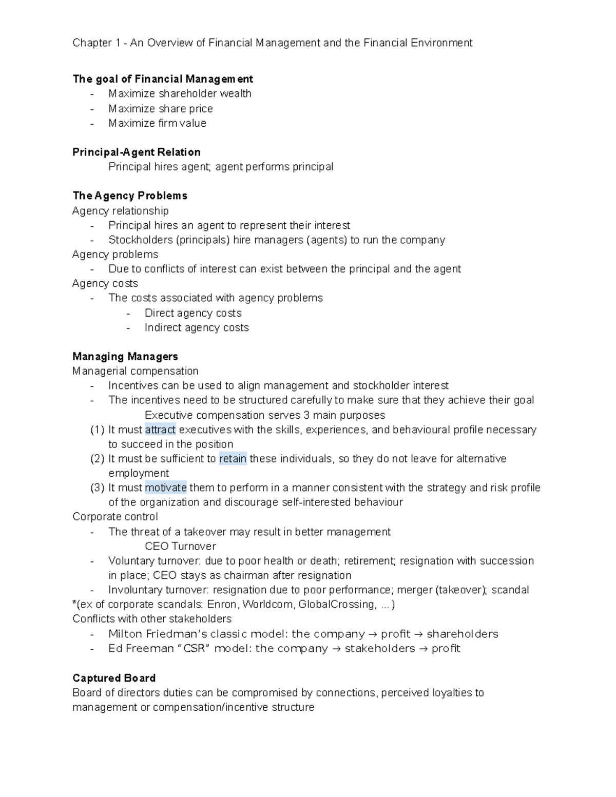 Chapter 1 Lecture Notes Chapter 1 An Overview Of Financial