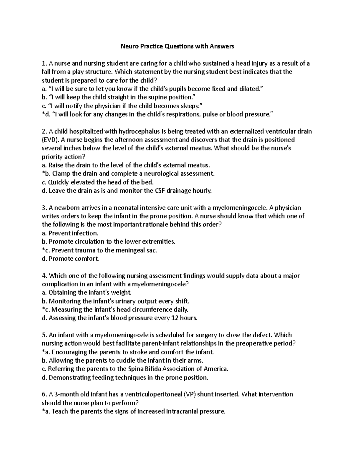 Neuro Practice Question Answers - Neuro Practice Questions with Answers ...