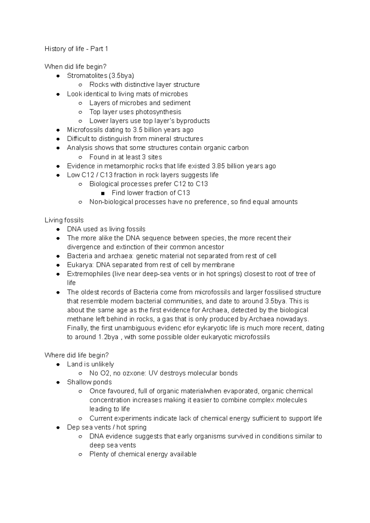 History of life Part 1 - History of life - Part 1 When did life begin ...