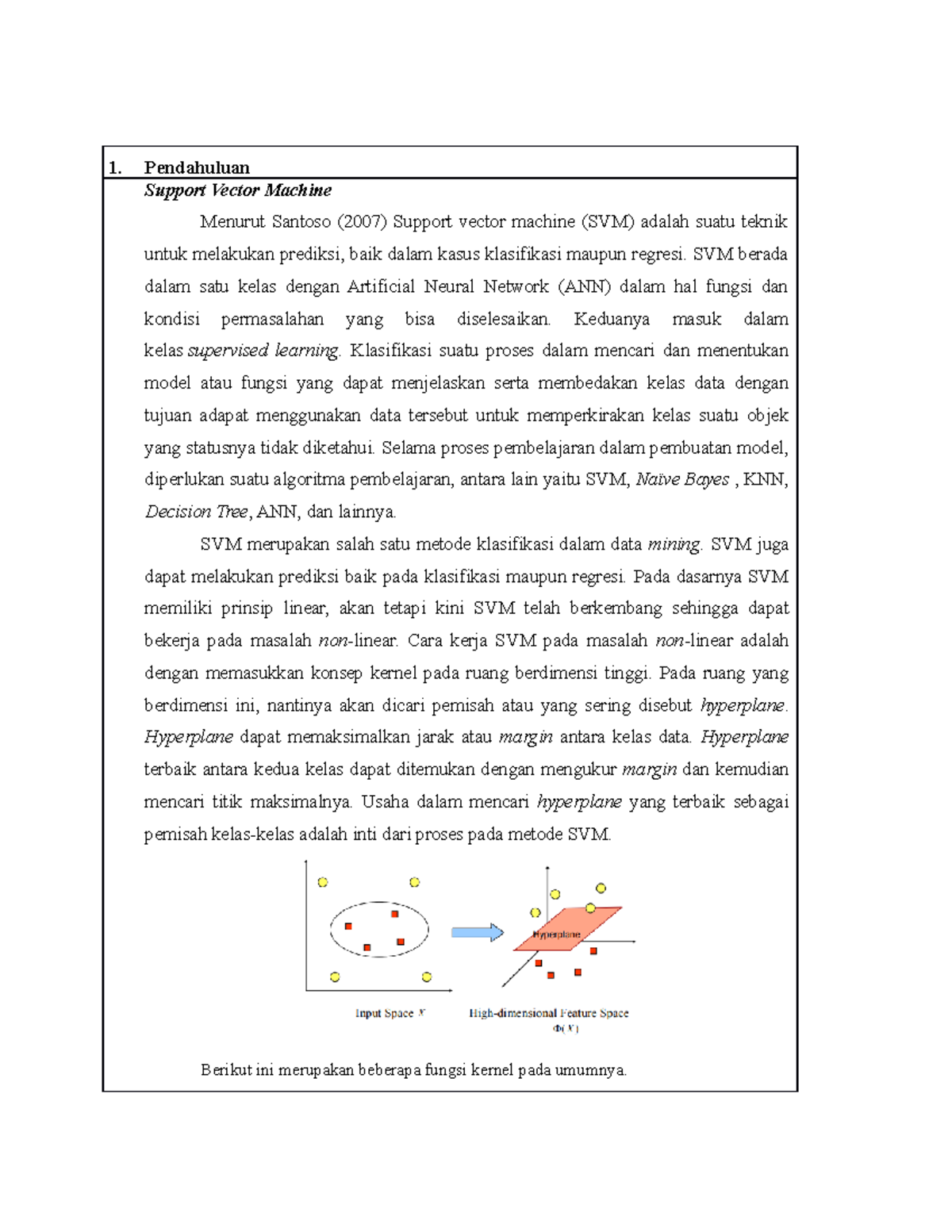 Komputasi Statistik Support Vector Machine 1 Pendahuluan Support