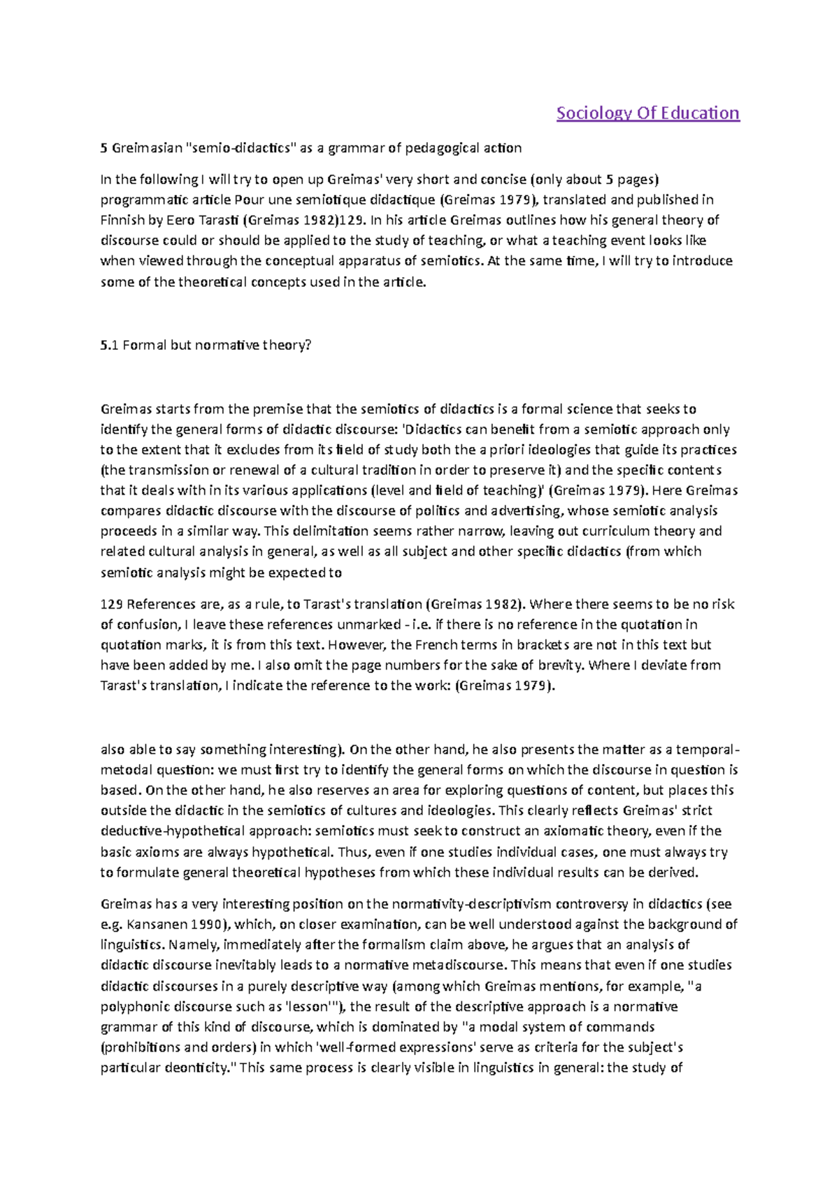 Sociology Of Education semio-didactics 29 - Sociology Of Education 5 ...