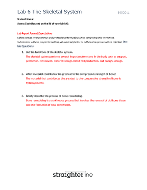 BIO201 Lab 7 - assignment - Student Name: Access Code (located on the ...