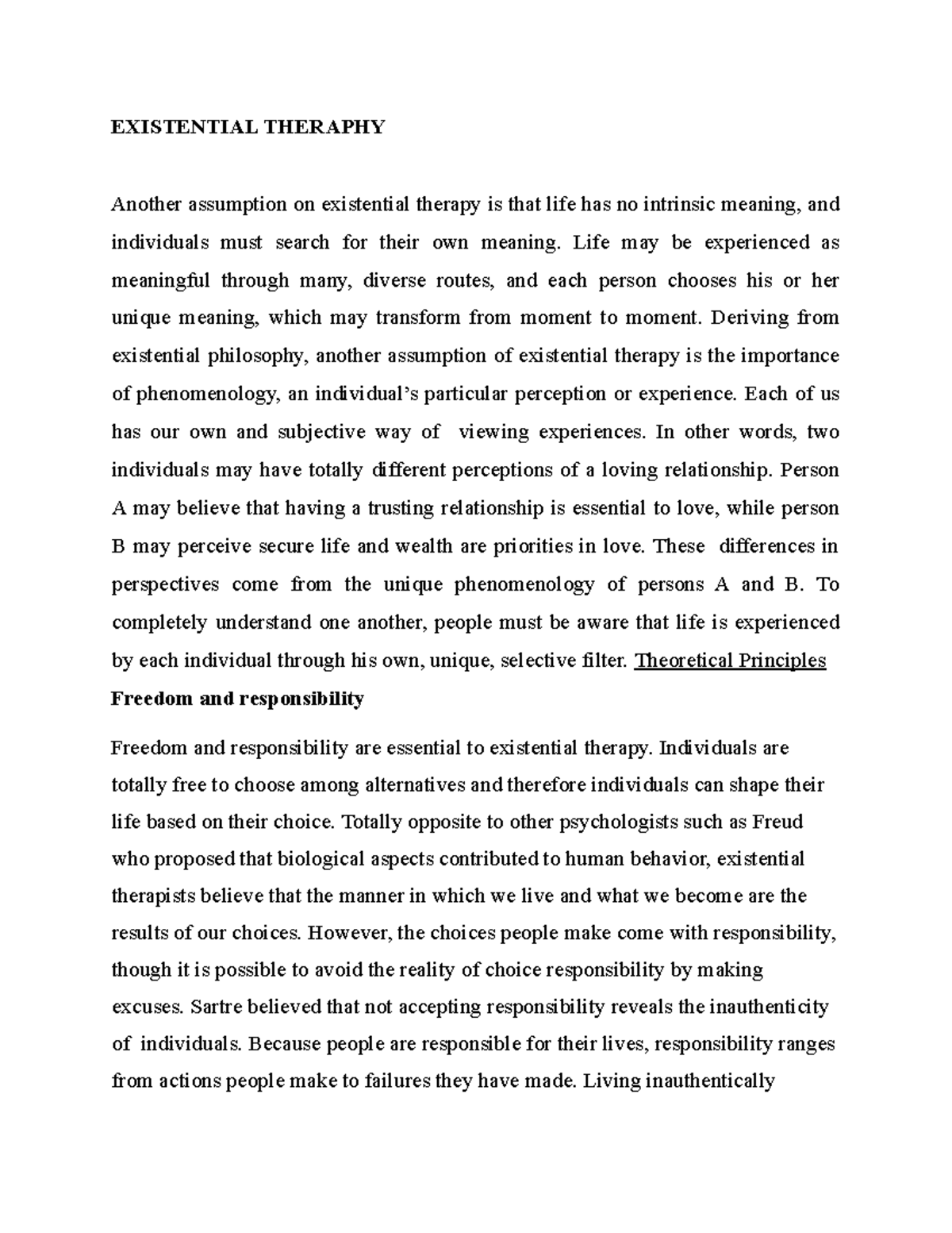 Counselling IM 10 - Freedom and responsibility are essential to ...