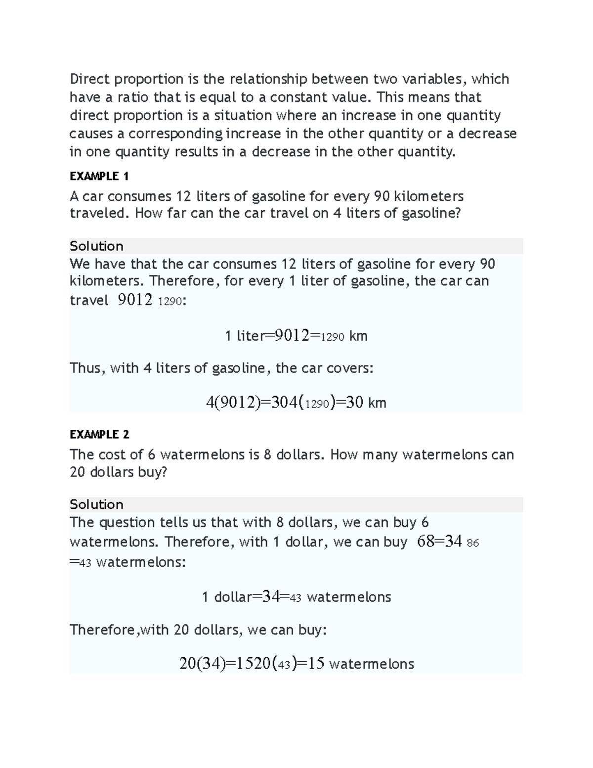 Direct proportion is the relationship between two variables - This ...