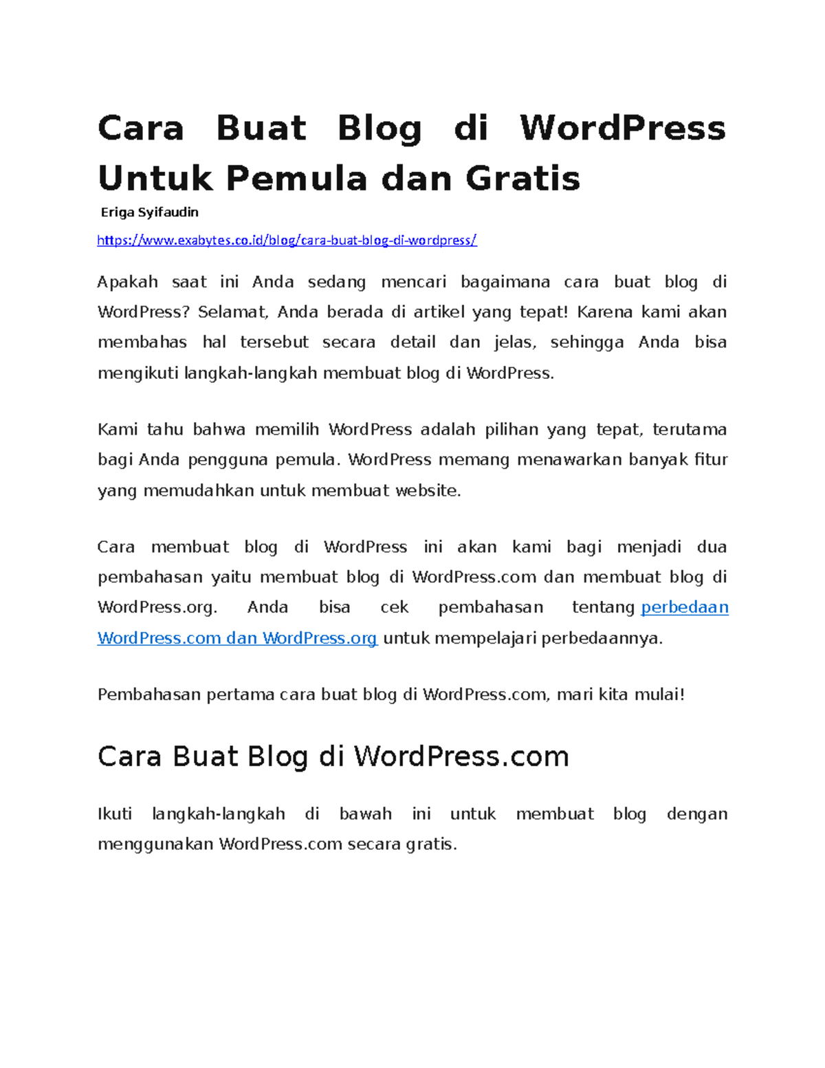Cara Buat Blog di Word Press Untuk Pemula dan Gratis - Cara Buat Blog ...