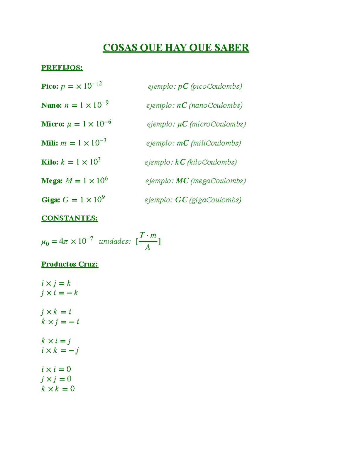 Formulario Temas 3 Y 4 EyM - COSAS QUE HAY QUE SABER PREFIJOS: Pico ...