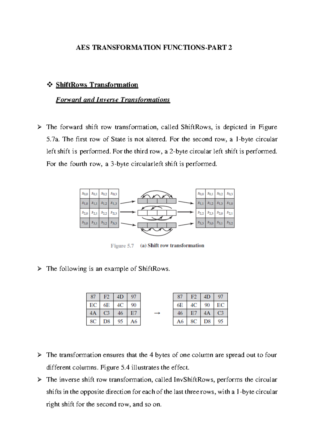 Aes Transformation Functions Part 2 Aes Transformation Functions Part