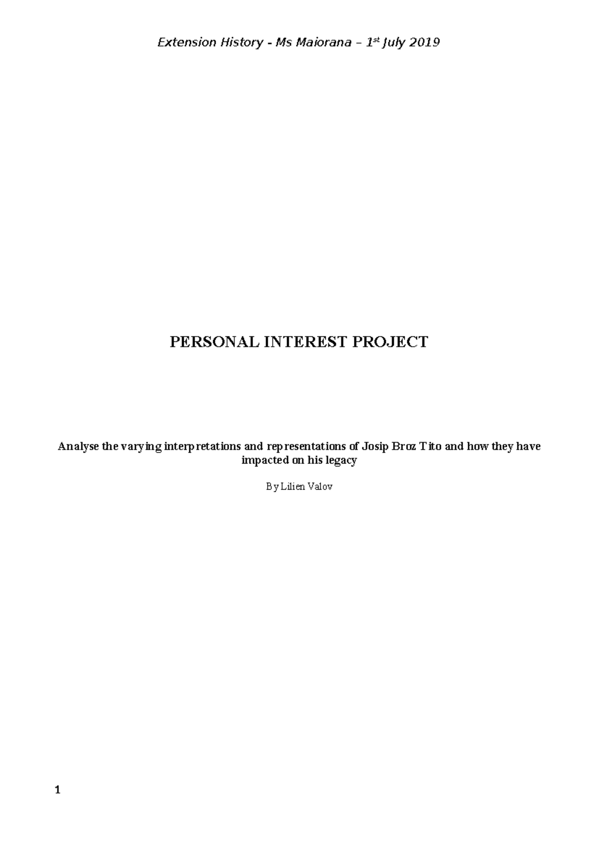 2020 HE Personal Interest Project Lilien Valov - PERSONAL INTEREST ...