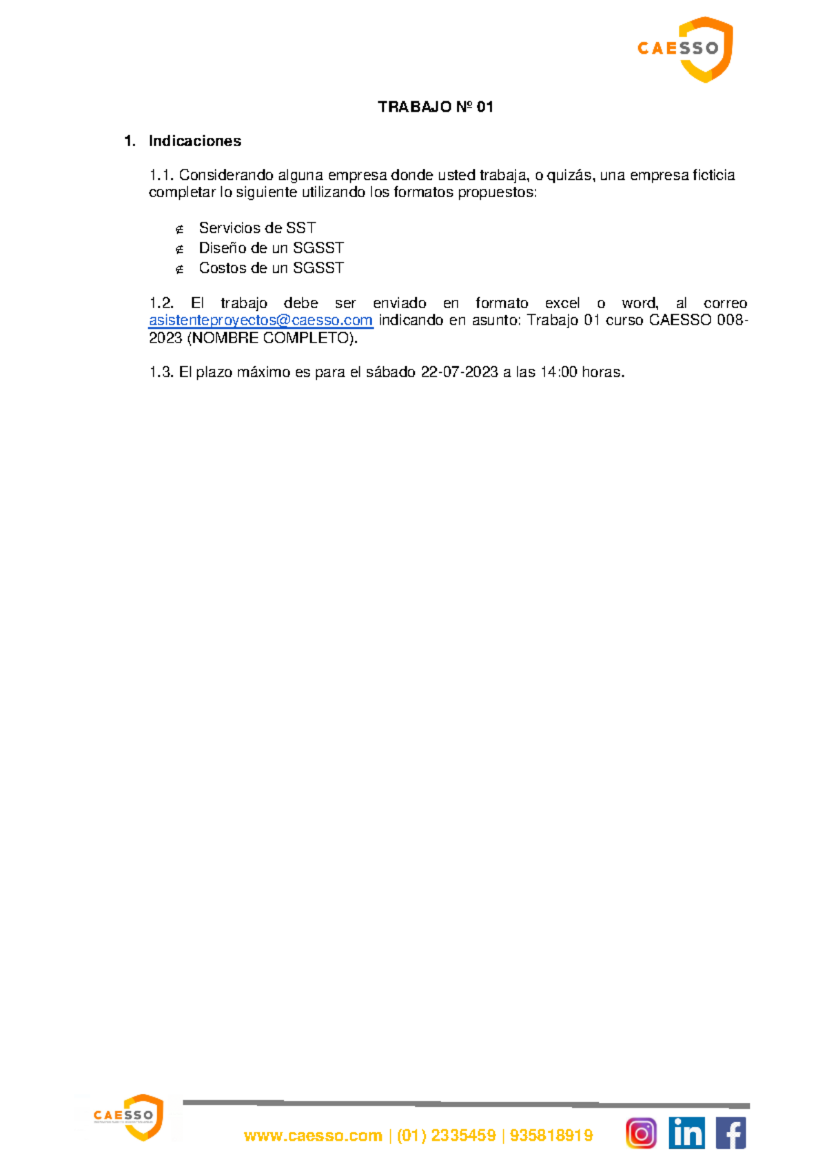 Trabajo 01-Curso 008-2023 Caesso - caesso | (01) 2335459 | 935818919 ...