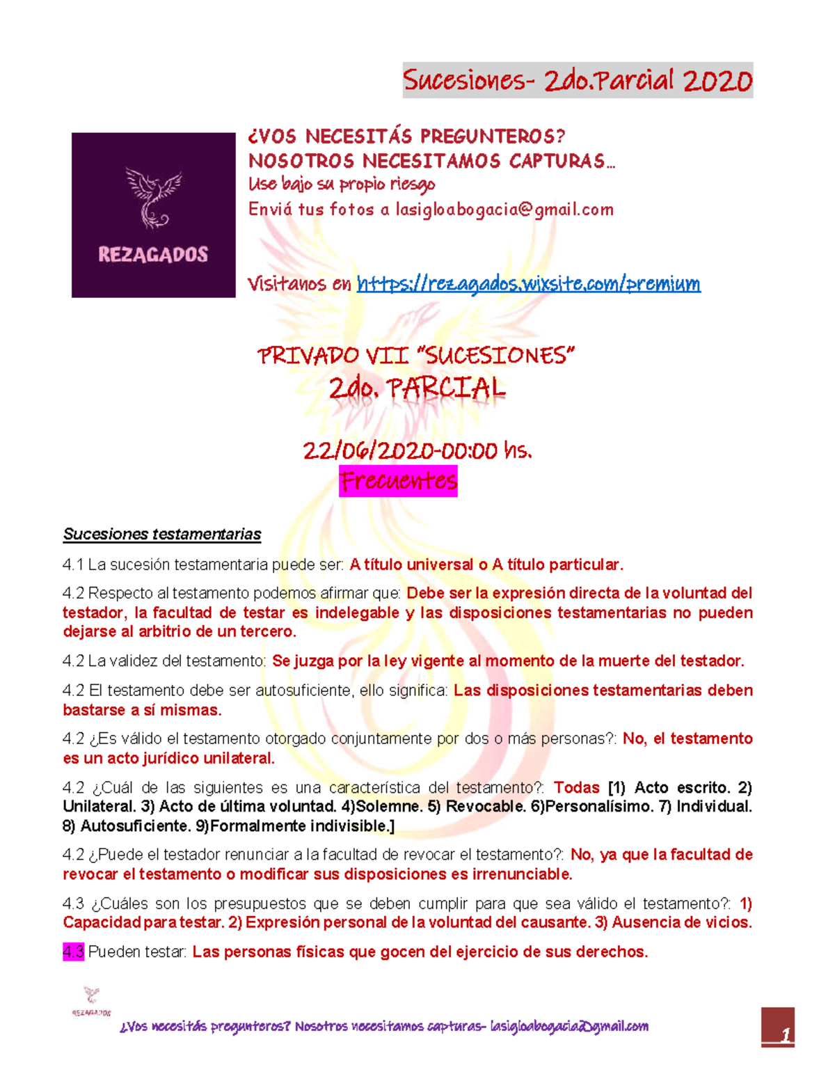 22-06-2020 Sucesiones Segundo Parcial Rezagados - Warning: TT: undefined function: 32 ¿Vos ...