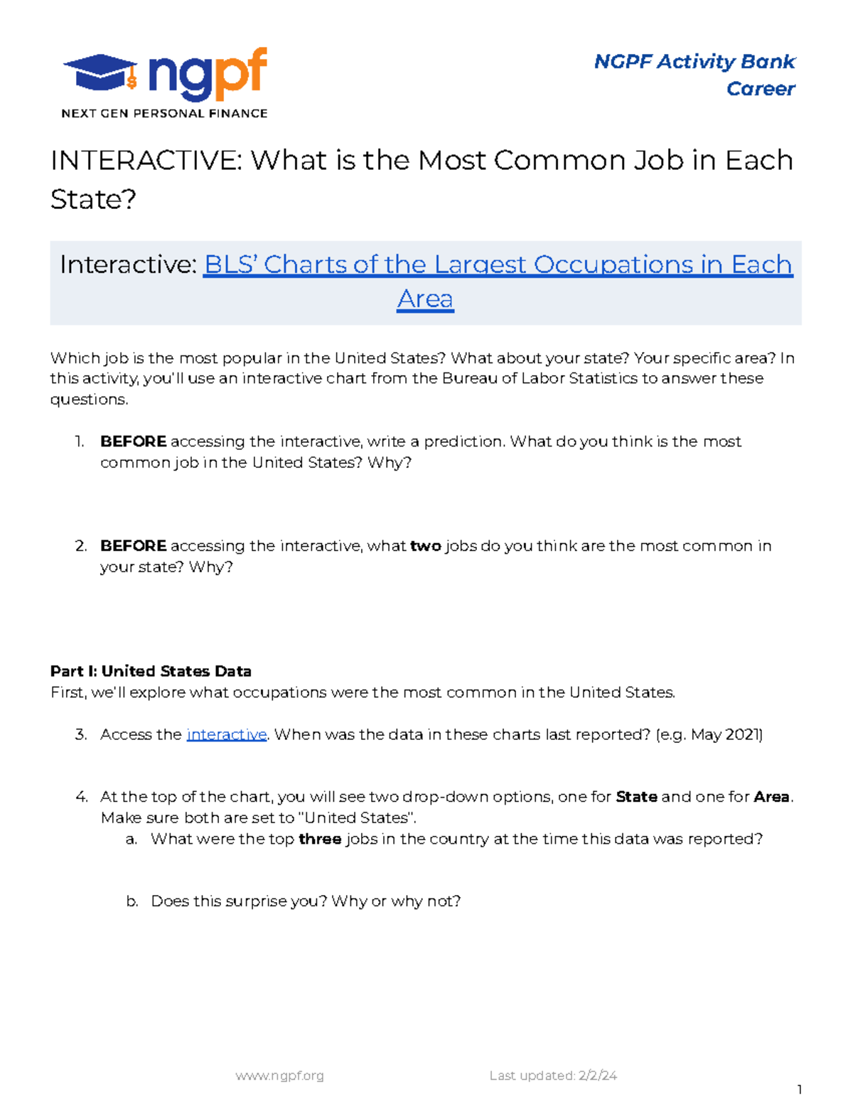 Interactive: What is the Most Common Job in Each State - NGPF Activity ...