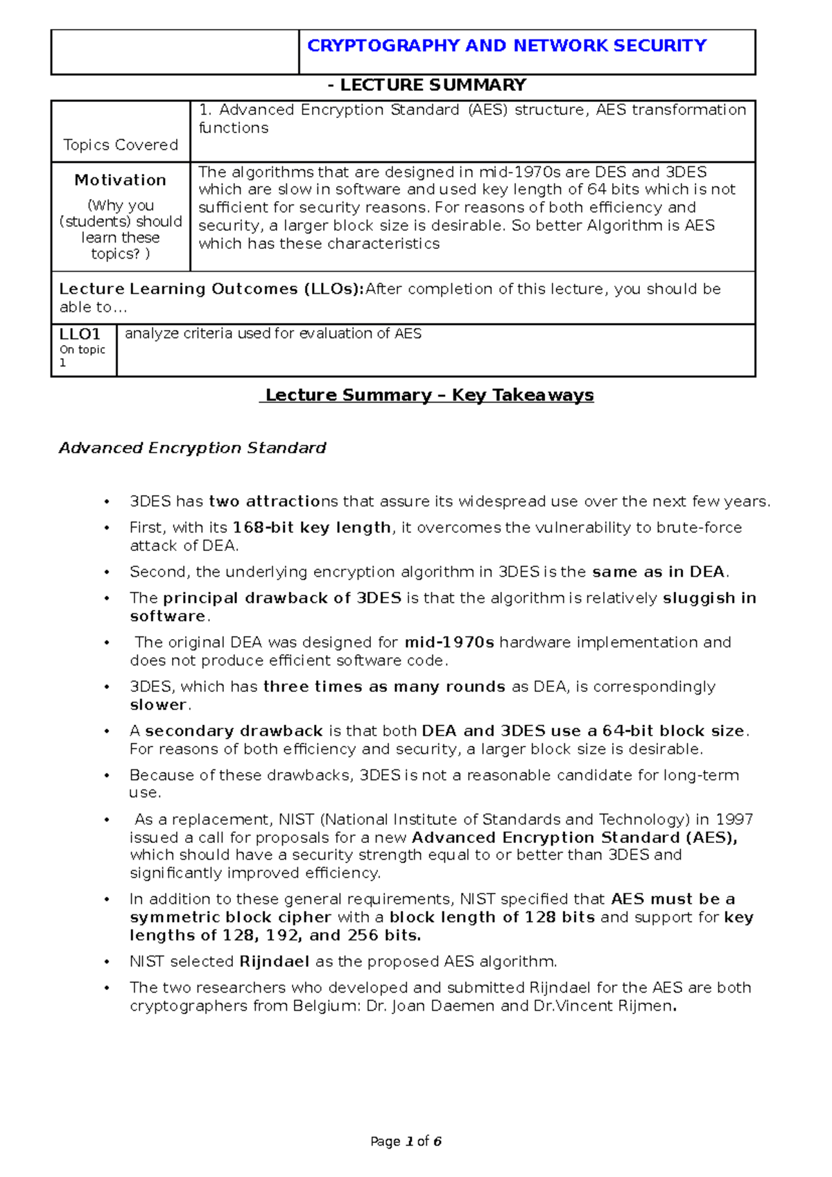Advanced Encryption Standard (AES) structure, AES transformation ... Advanced Encryption Standard (AES) structure, AES transformation ...