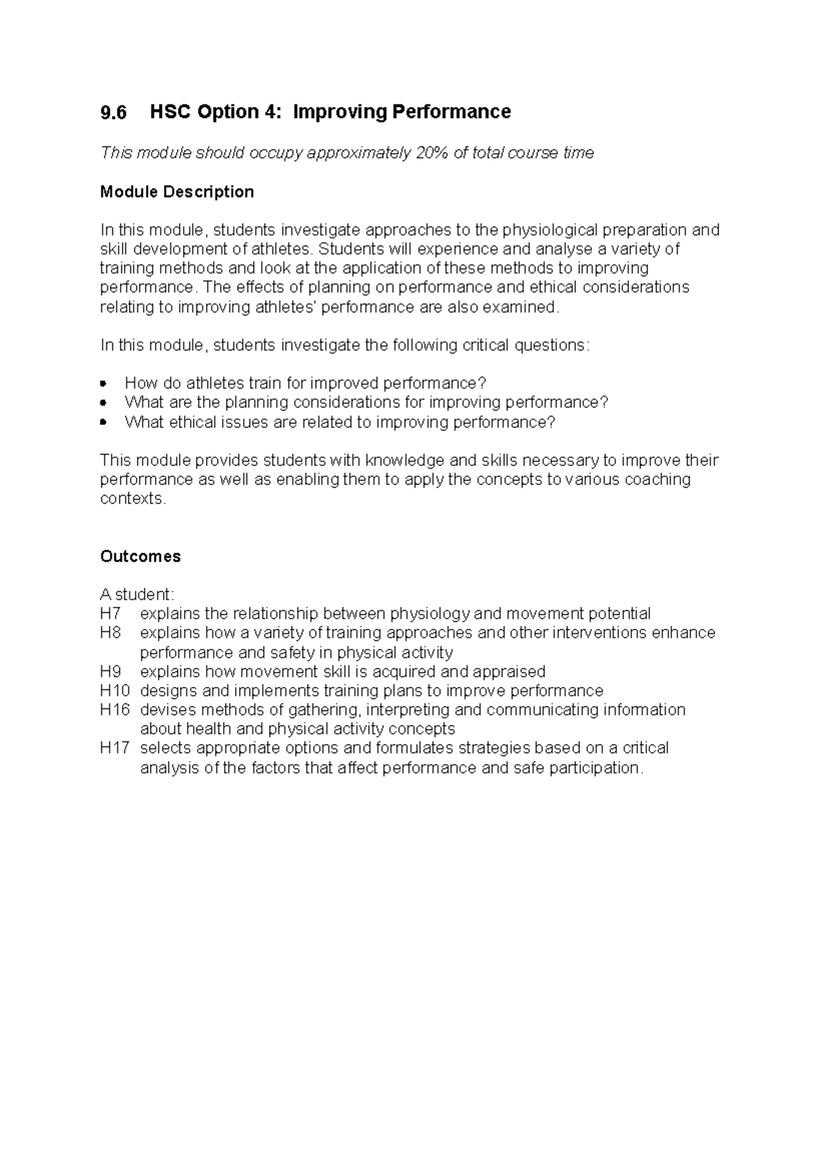 Pdhpe - How to Improving Performance in Athletes - 9 HSC Option 4 ...