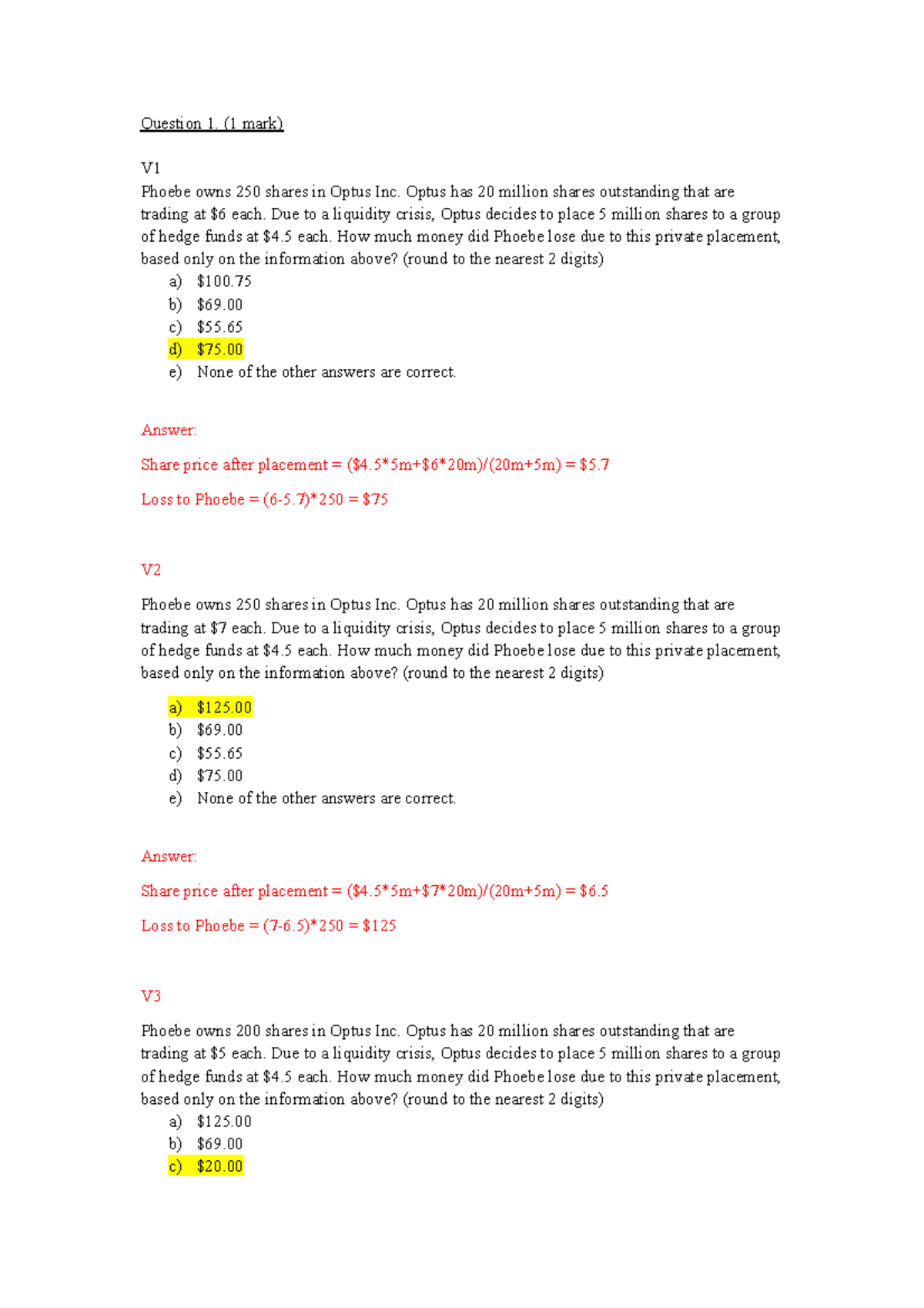 FNCE2000 5 2023s1 Individual Assignment Sol - Question 1. (1 mark) V ...