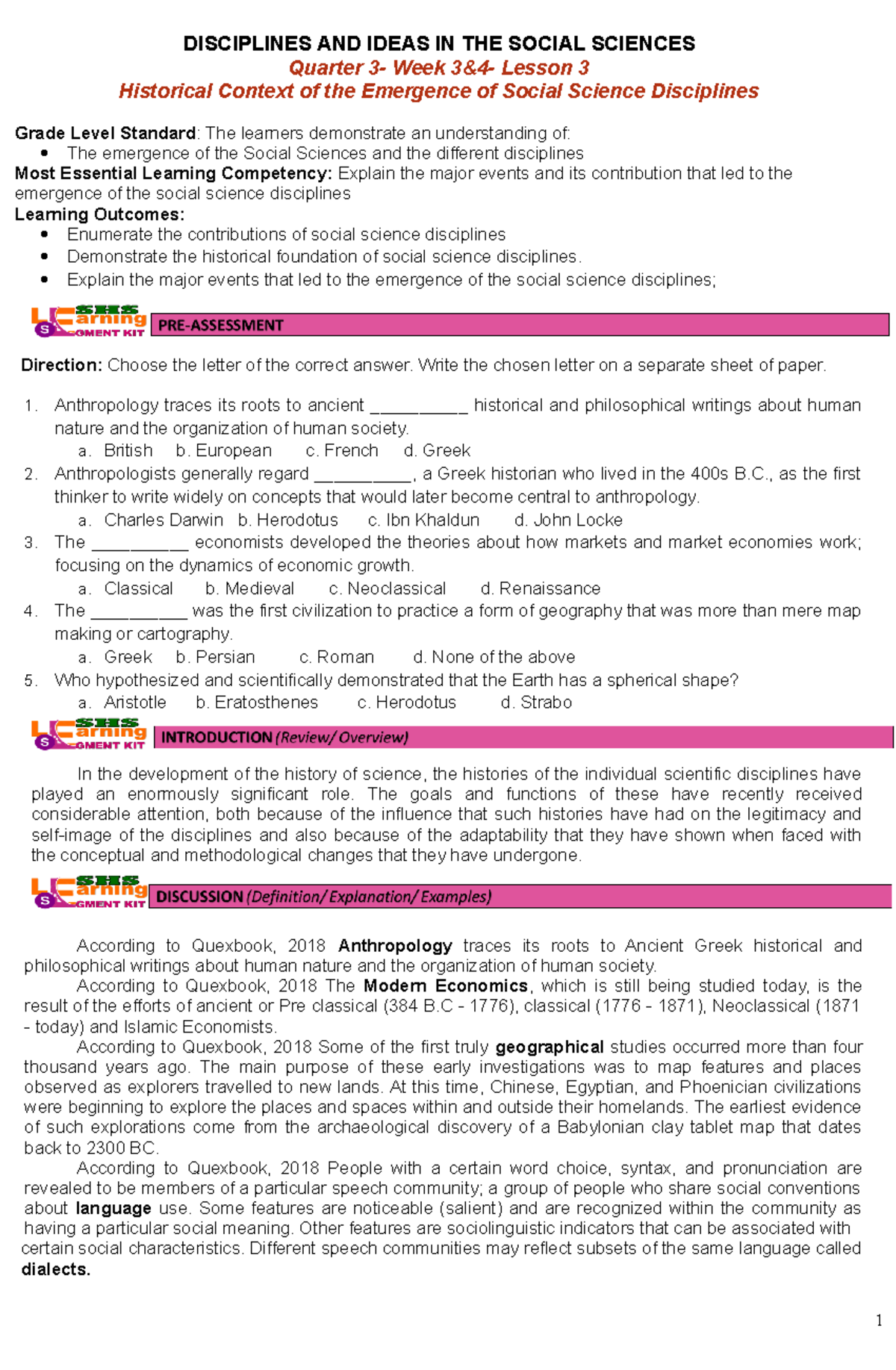 DISS Module WEEK 3&4 - DISCIPLINE - The Contemporary World - Studocu