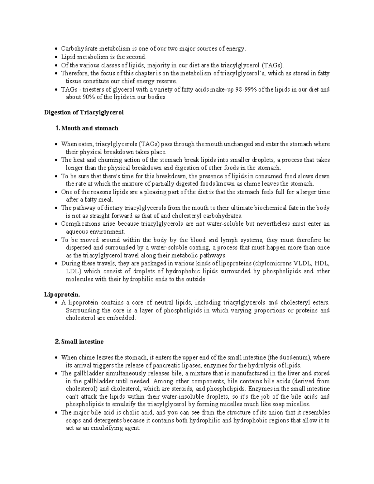 Lipid Metabolism - Carbohydrate metabolism is one of our two major ...