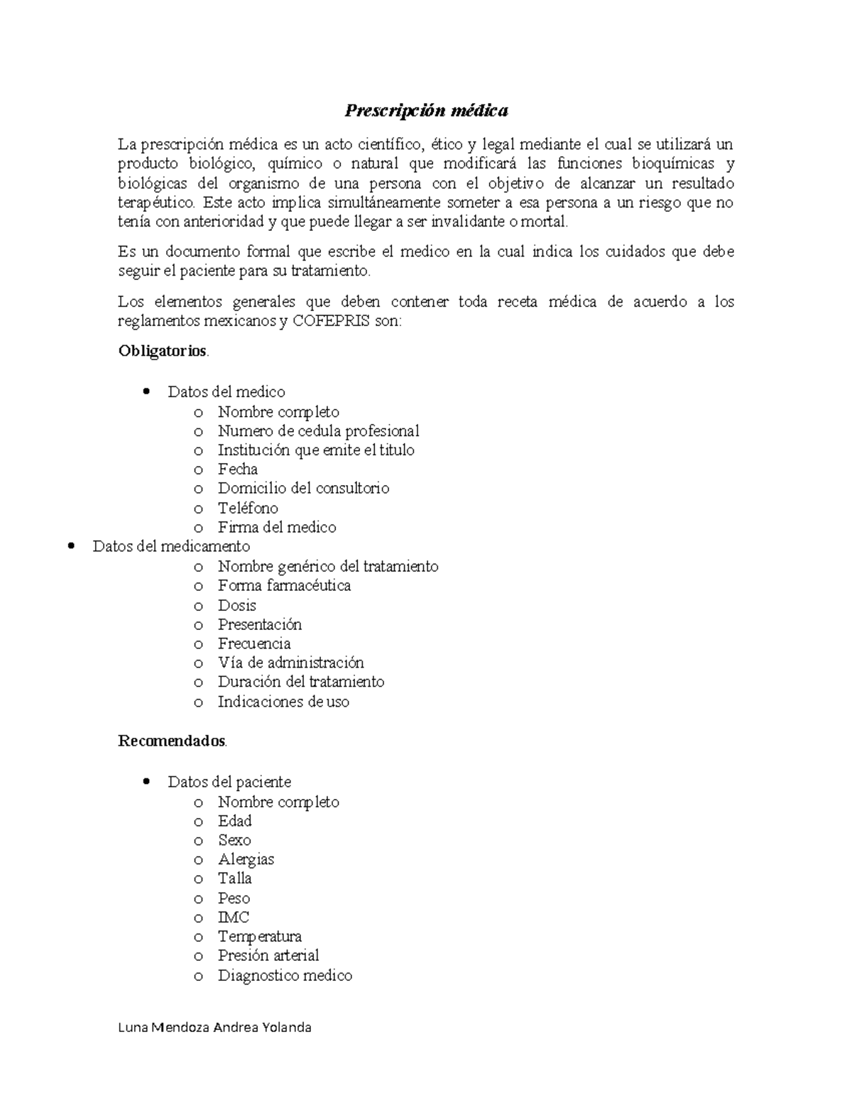Prescripción médica - nkm - Luna Mendoza Andrea Yolanda Prescripción ...