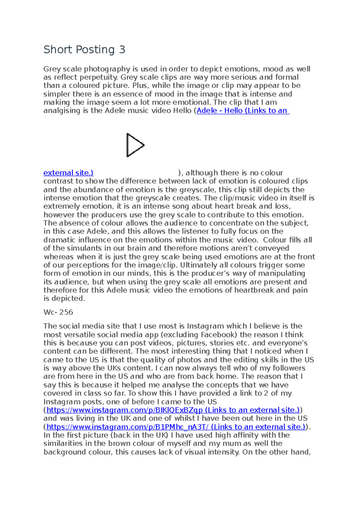 Short Posting 3 - This course is an introduction to the basic ...