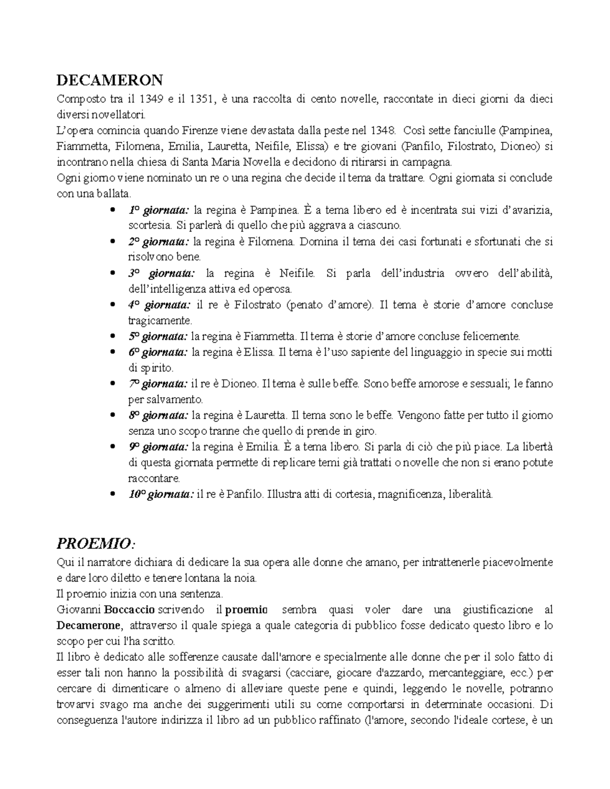 Il Decameron - DECAMERON Composto tra il 1349 e il 1351, è una raccolta ...