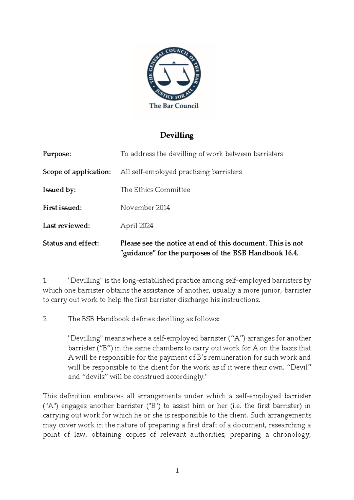 Devilling-April-2024 - Devilling Purpose: To address the devilling of ...