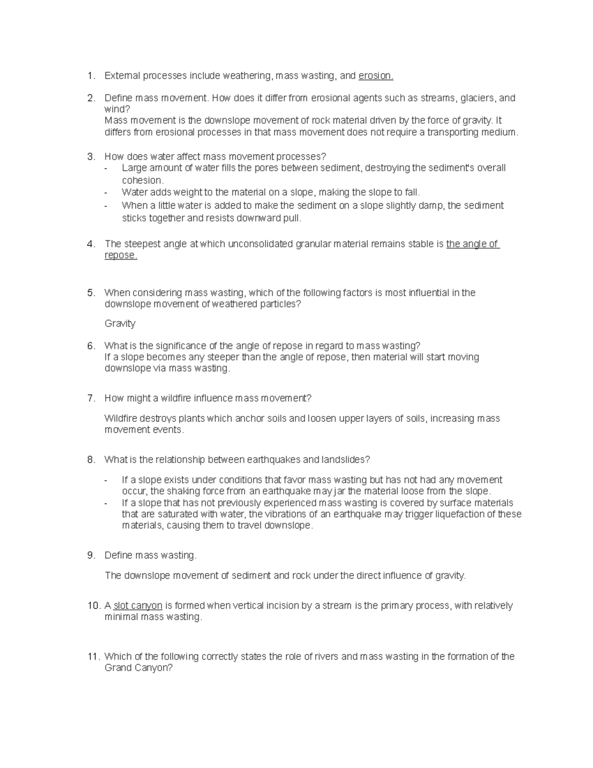 Geology Unit 6 Landscapes Fashioned by Water - External processes ...