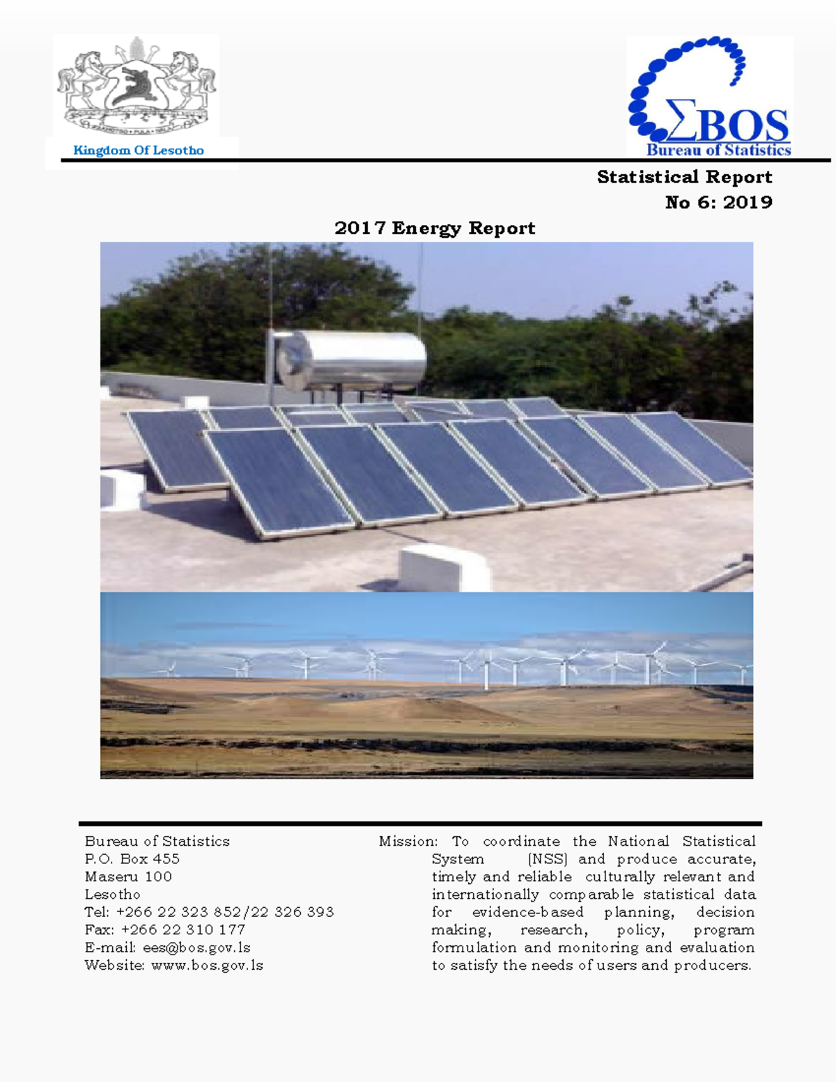 [2017 ] Lesotho Bo S Energy Report - Statistical Report No 6: 2019 2017 ...