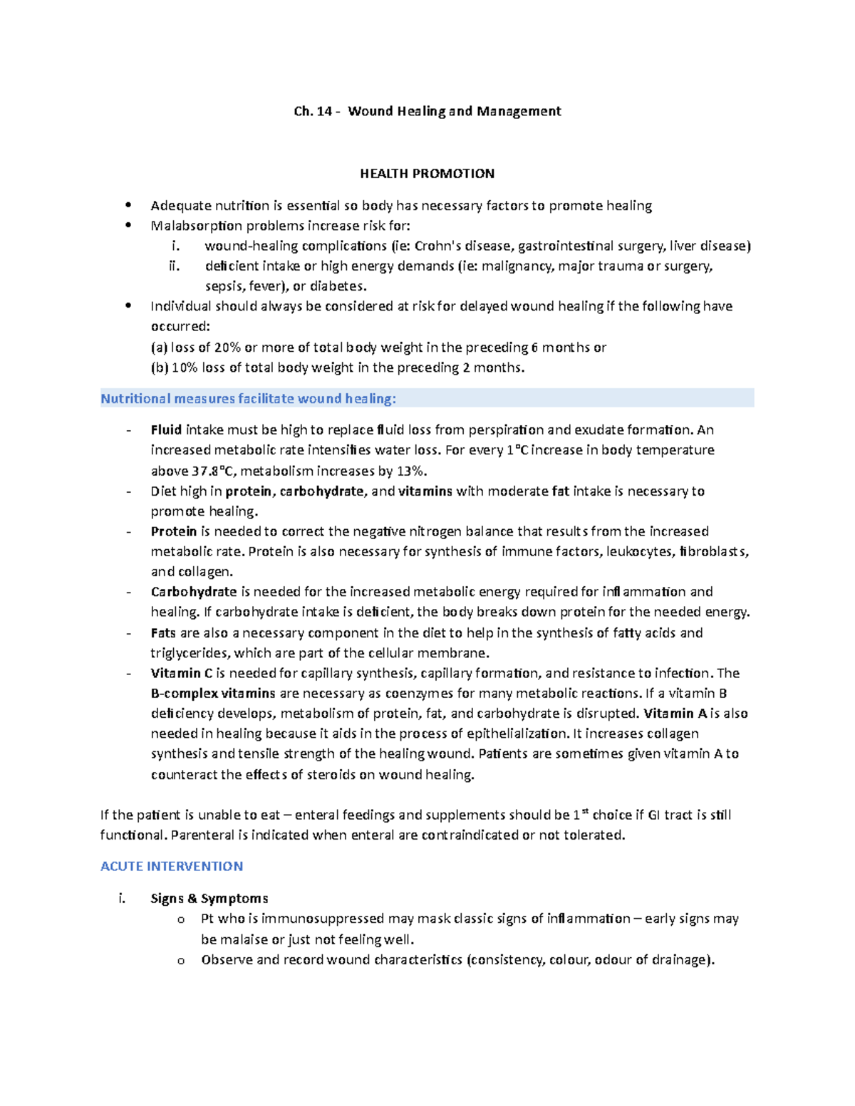 Wound Healing - Lecture notes 19 - Ch. 14 - Wound Healing and ...