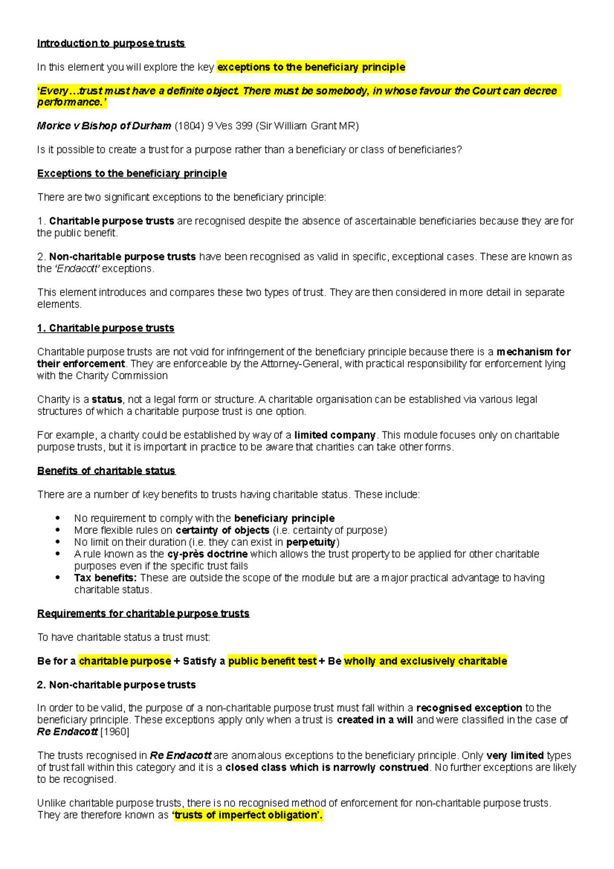 7 Purpose Trusts - Introduction to purpose trusts In this element you ...