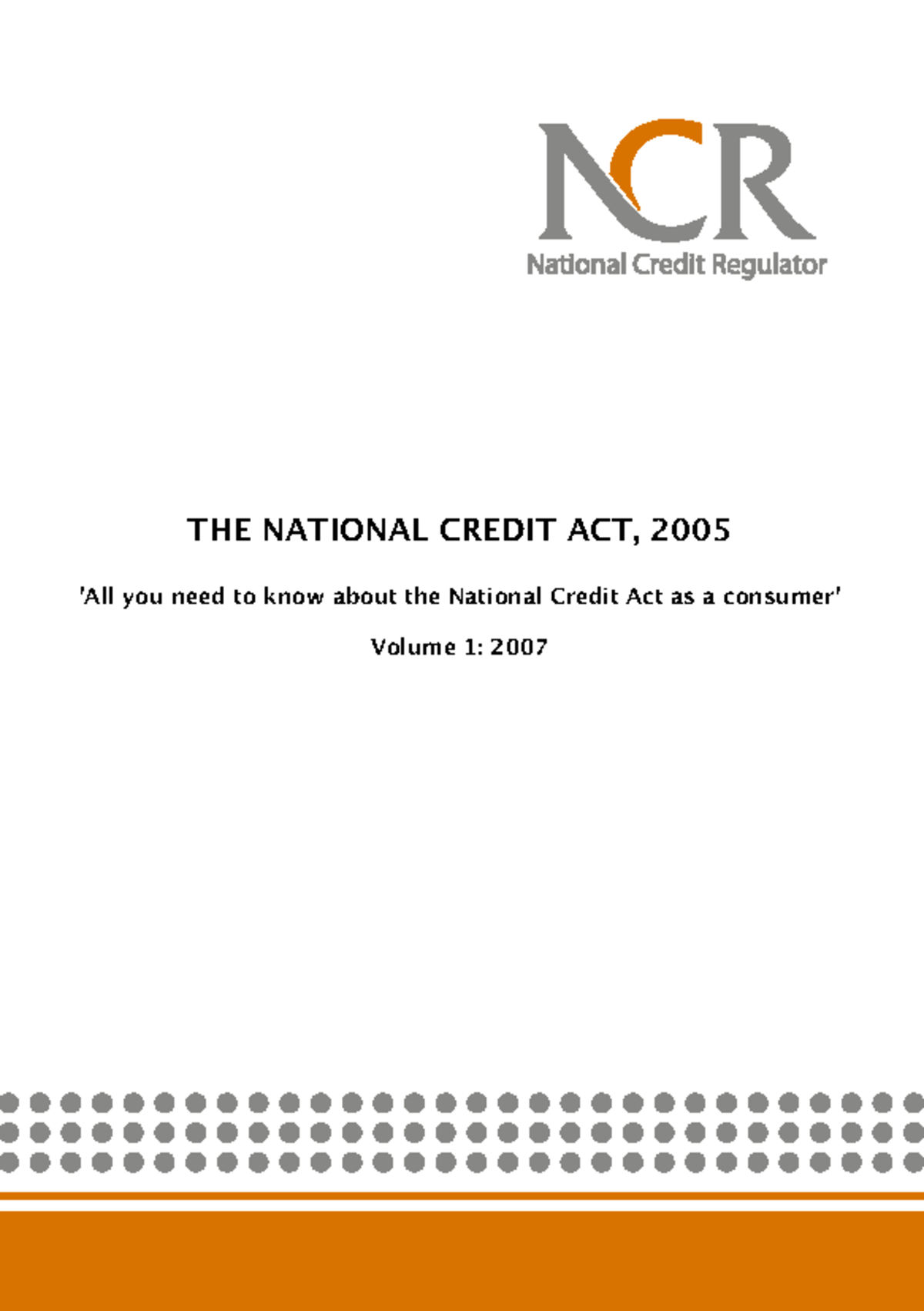 NCR Consumer Booklet - Term 3 Class Work - THE NATIONAL CREDIT ACT ...