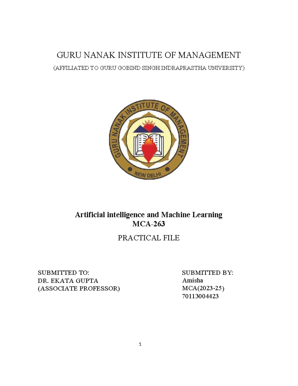 AIML lab practicle - GURU NANAK INSTITUTE OF MANAGEMENT (AFFILIATED TO ...