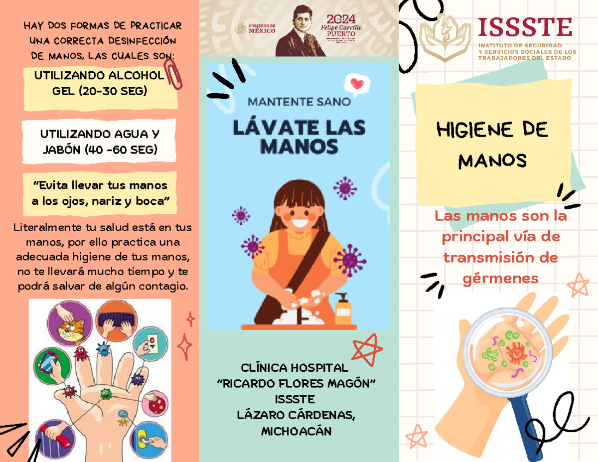 Triptico Higiene DE Manos 2024 - Las manos son la principal vía de transmisión de gérmenes ...