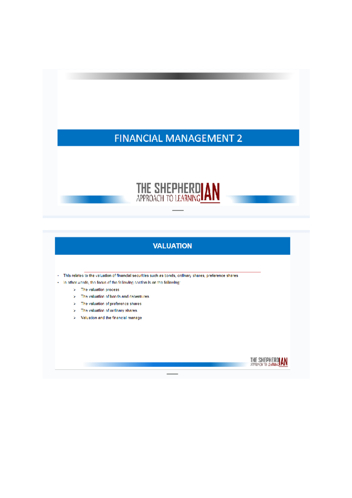 Financial management 2 notes (005) - FINM02-6 - Studocu