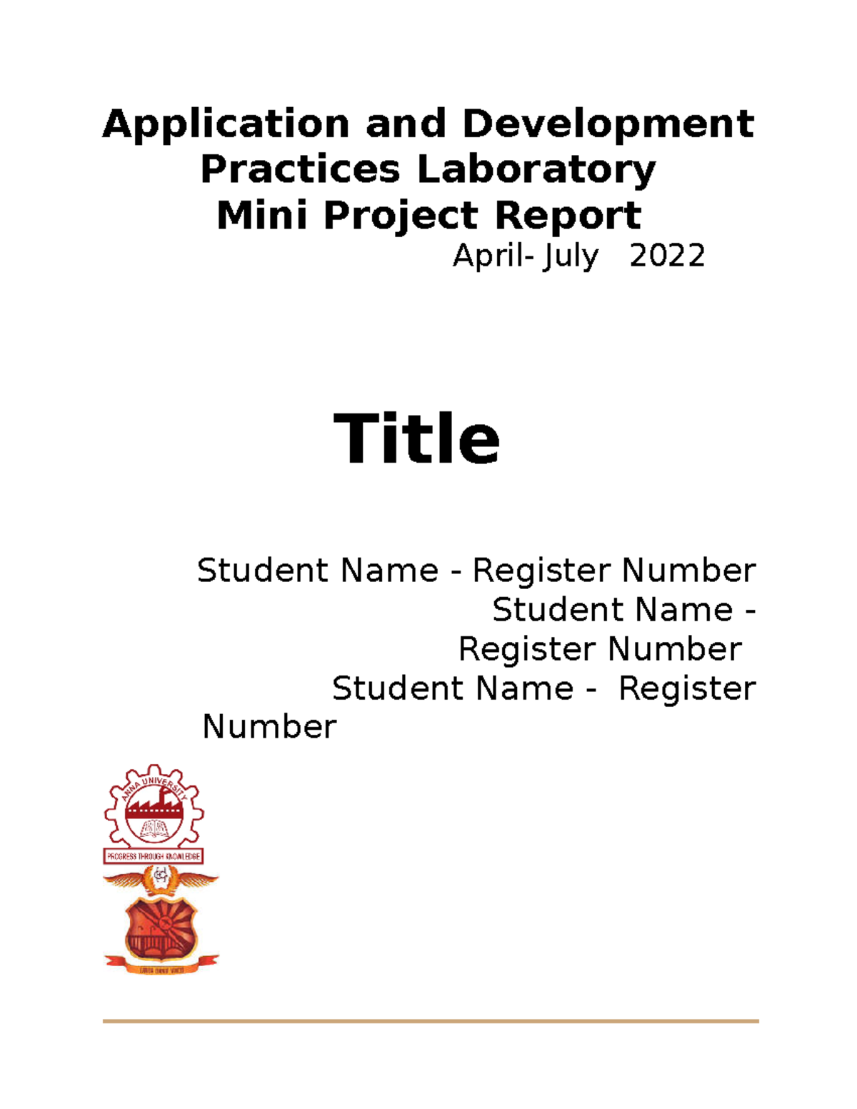 ADP Mini Project report Template - Application and Development ...