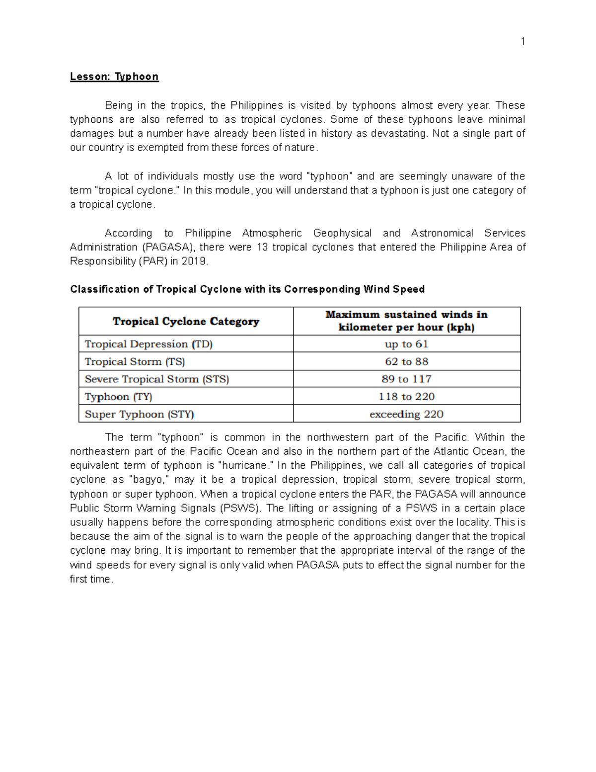 Lesson -Typhoon - Earth Science Notes - Lesson: Typhoon Being in the ...