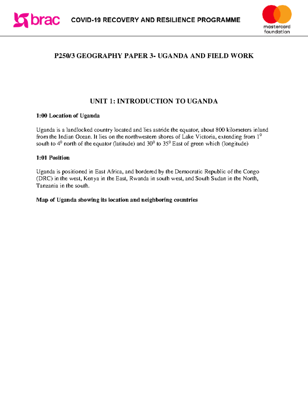 Paper 3 geog A level - P250/3 GEOGRAPHY PAPER 3- UGANDA AND FIELD WORK ...