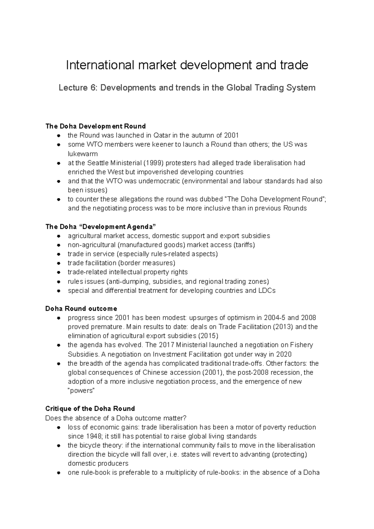 Lecture 6 Developments and trends in the Global Trading System ...