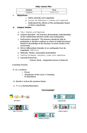 Lesson Plan G11 ELS - Lesson Exemplar in SCIENCE - Using the IDEA ...