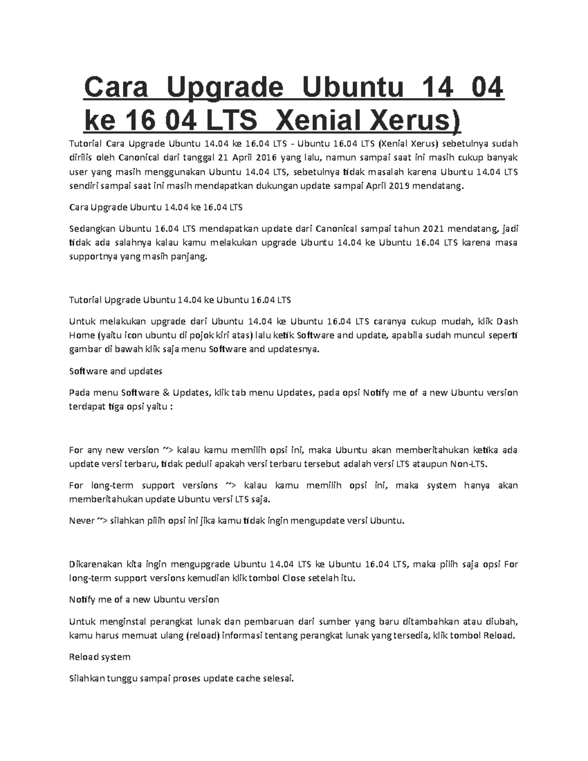 Cara Upgrade Ubuntu 14 04 ke 16 04 LTS Xenial Xerus - Cara Upgrade Ubuntu 14 04 ke 16 04 LTS ...