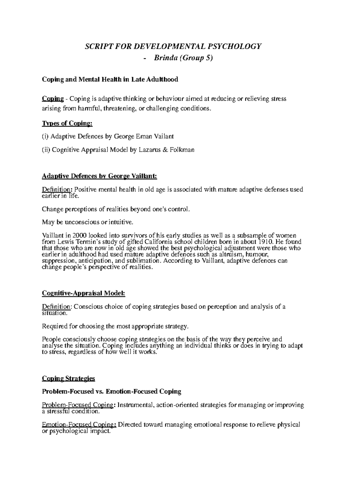 Script FOR Developmental Psychology - SCRIPT FOR DEVELOPMENTAL ...