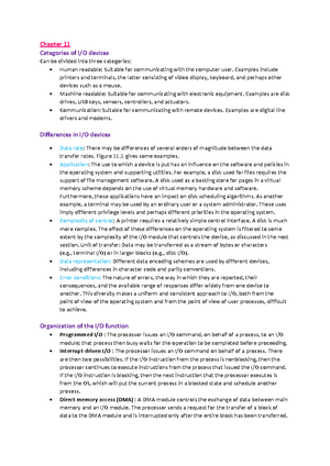 Summary - chapters 1-3 - Operating Systems: Internals and Design Principles Chapter 1 Computer ...