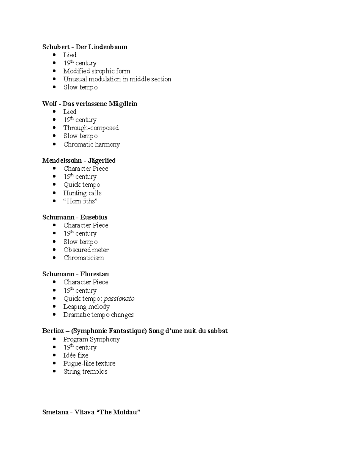 Listening Quiz 3 Review - Schubert Der Lindenbaum Lied 19th century ...