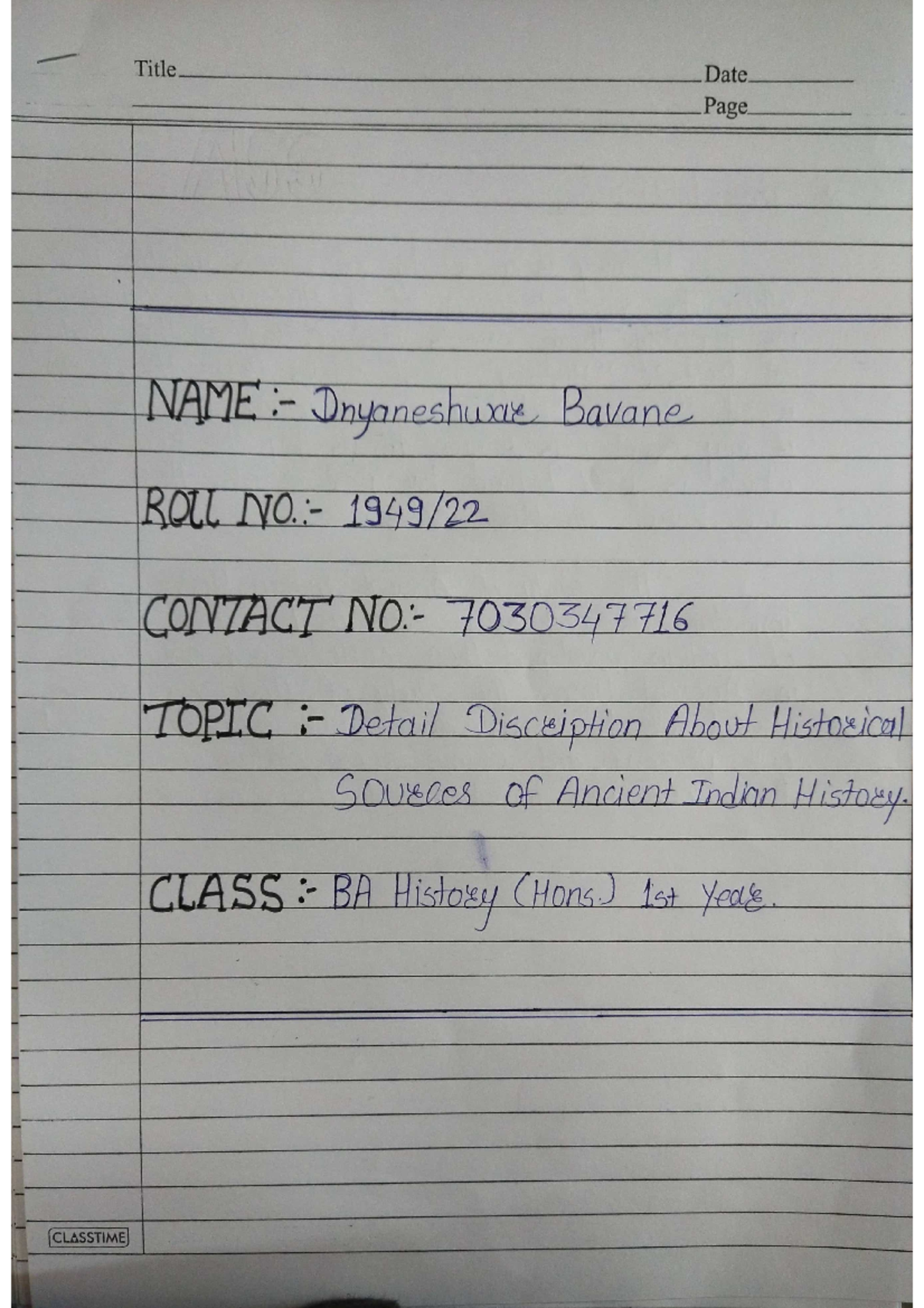 Dnyaneshwar History Assignment - 22518 - Studocu