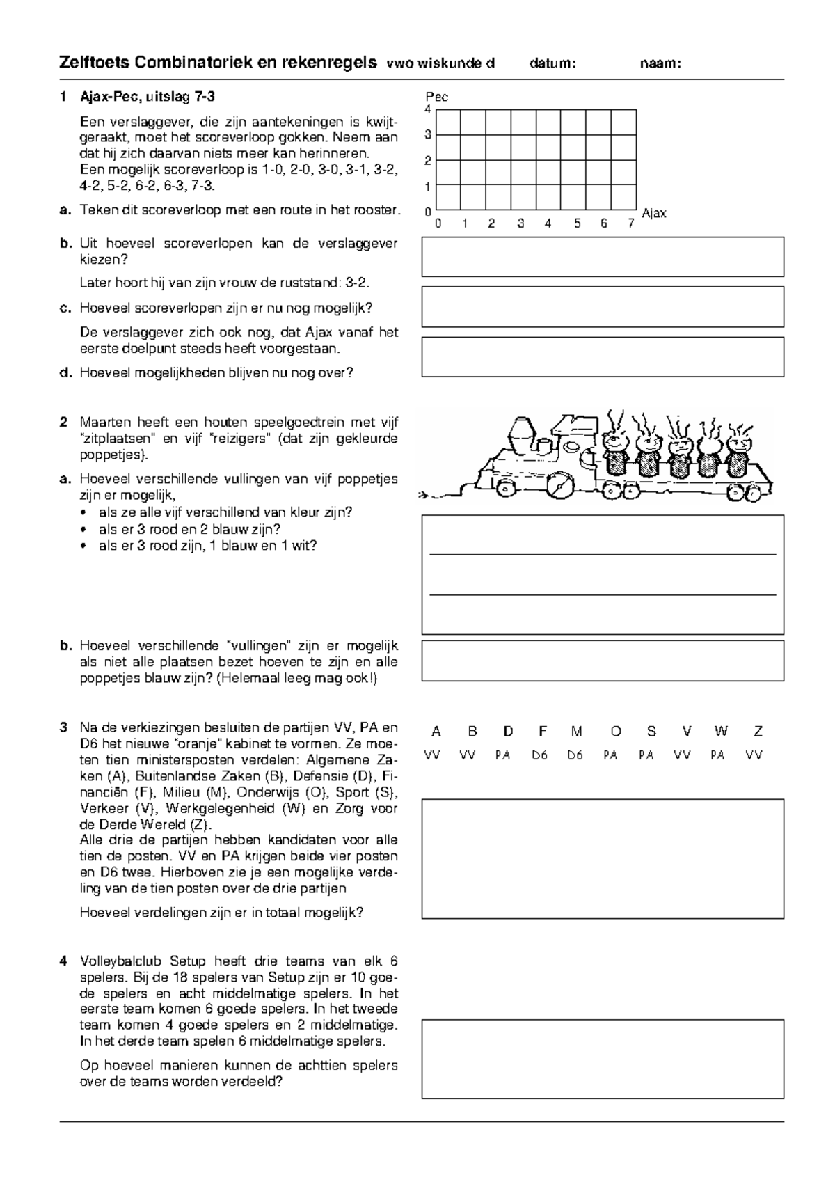 Zelftoets 1 - Zelftoets Combinatoriek en rekenregels vwo wiskunde d ...