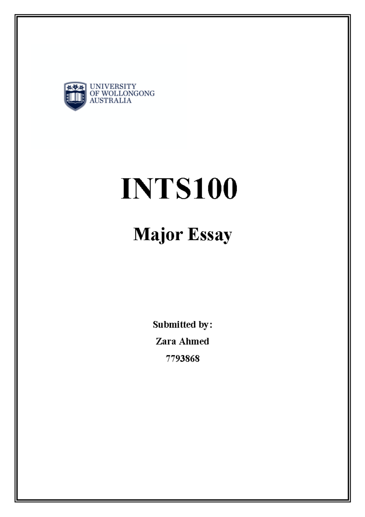 INTS100 Major Essay - Are cultural differences across the world ...