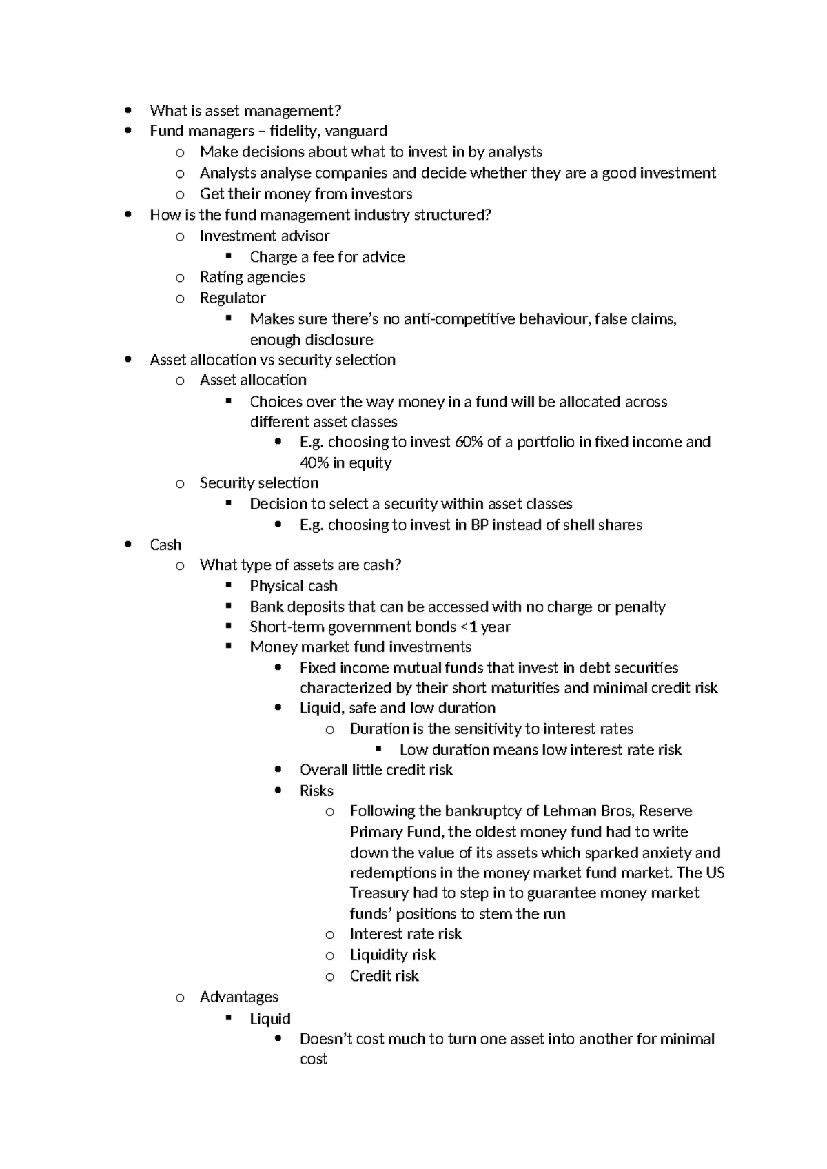 Week 1 notes - What is asset management? Fund managers – fidelity ...
