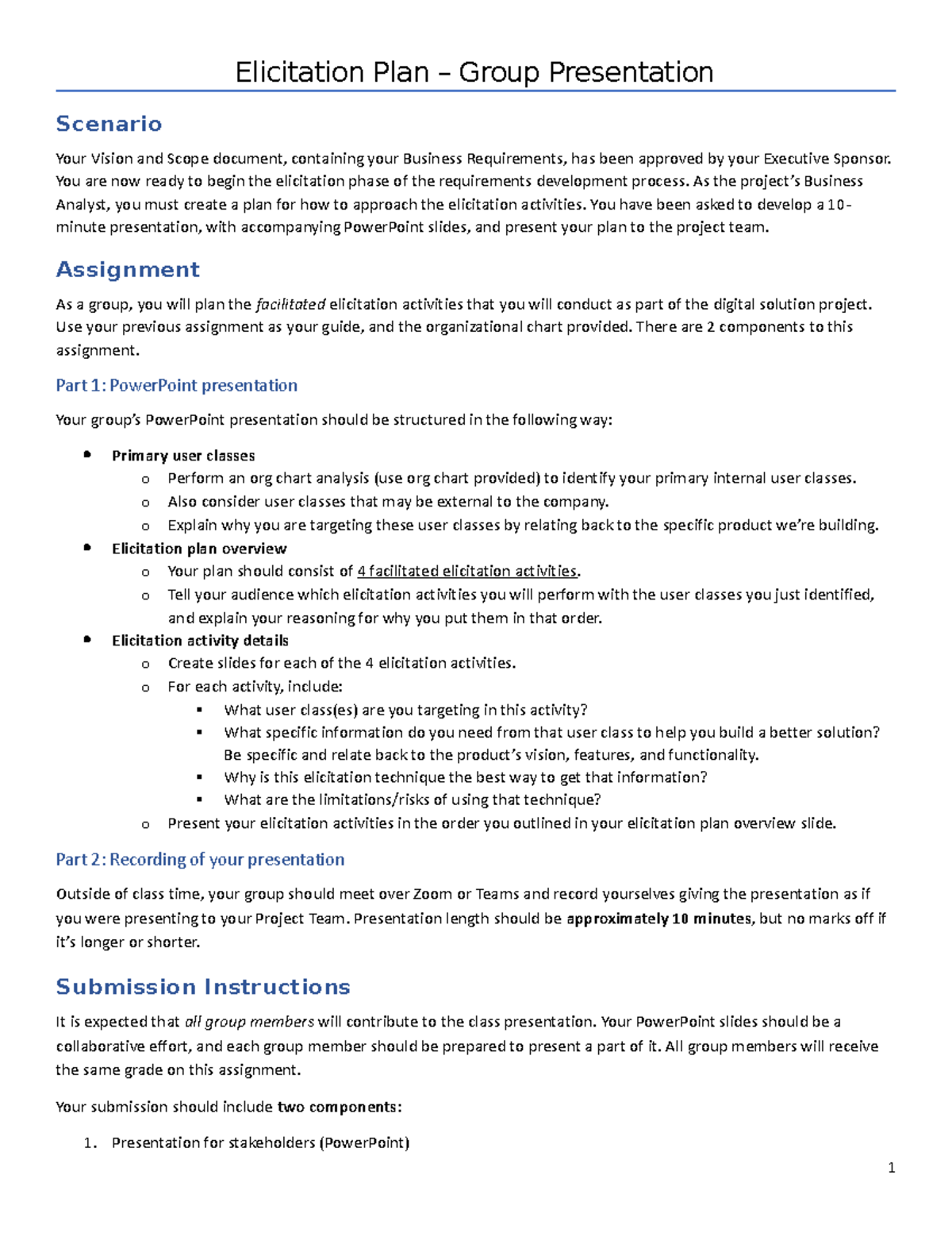 GA1 - Elicitation Plan Instructions - Elicitation Plan – Group ...